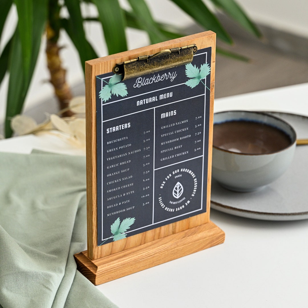 Oak Tabletop Menu Holder, Cafe Bar Sign for A5 Sheet With Binder - Etsy