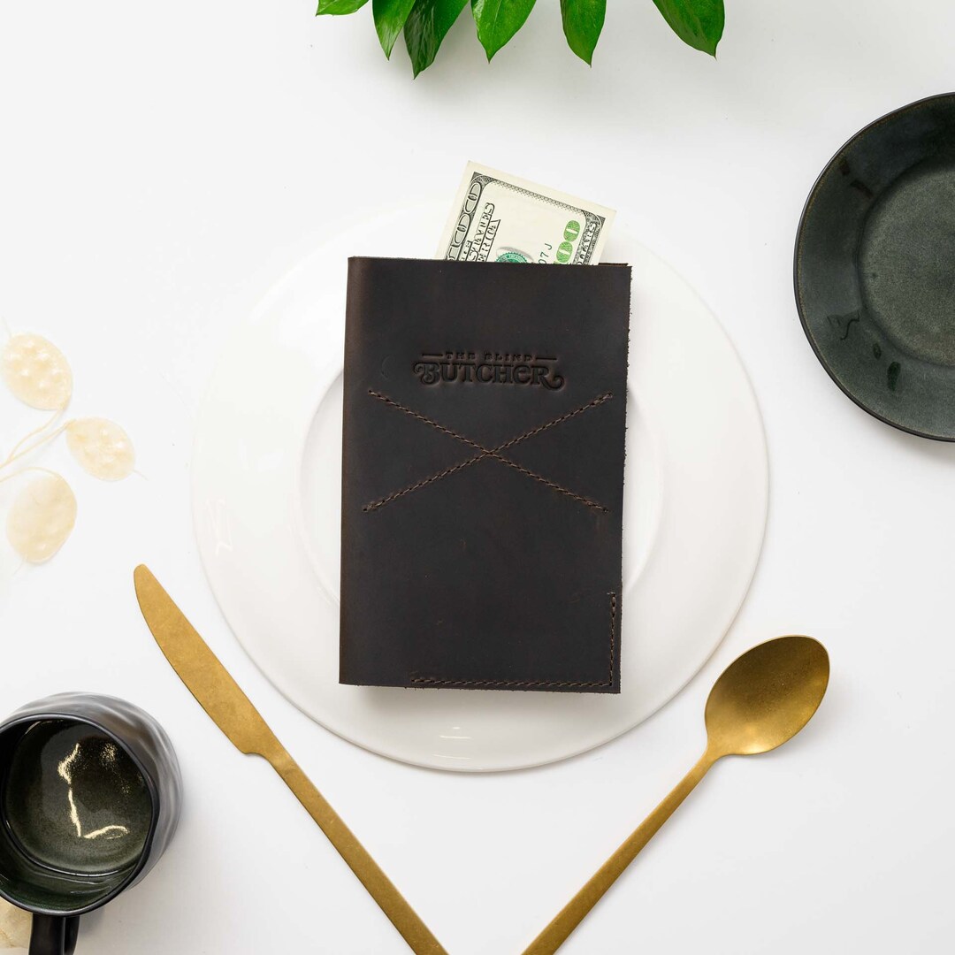 Leather Receipt Holder, Guest Check Presenter With Logo, Personalized ...