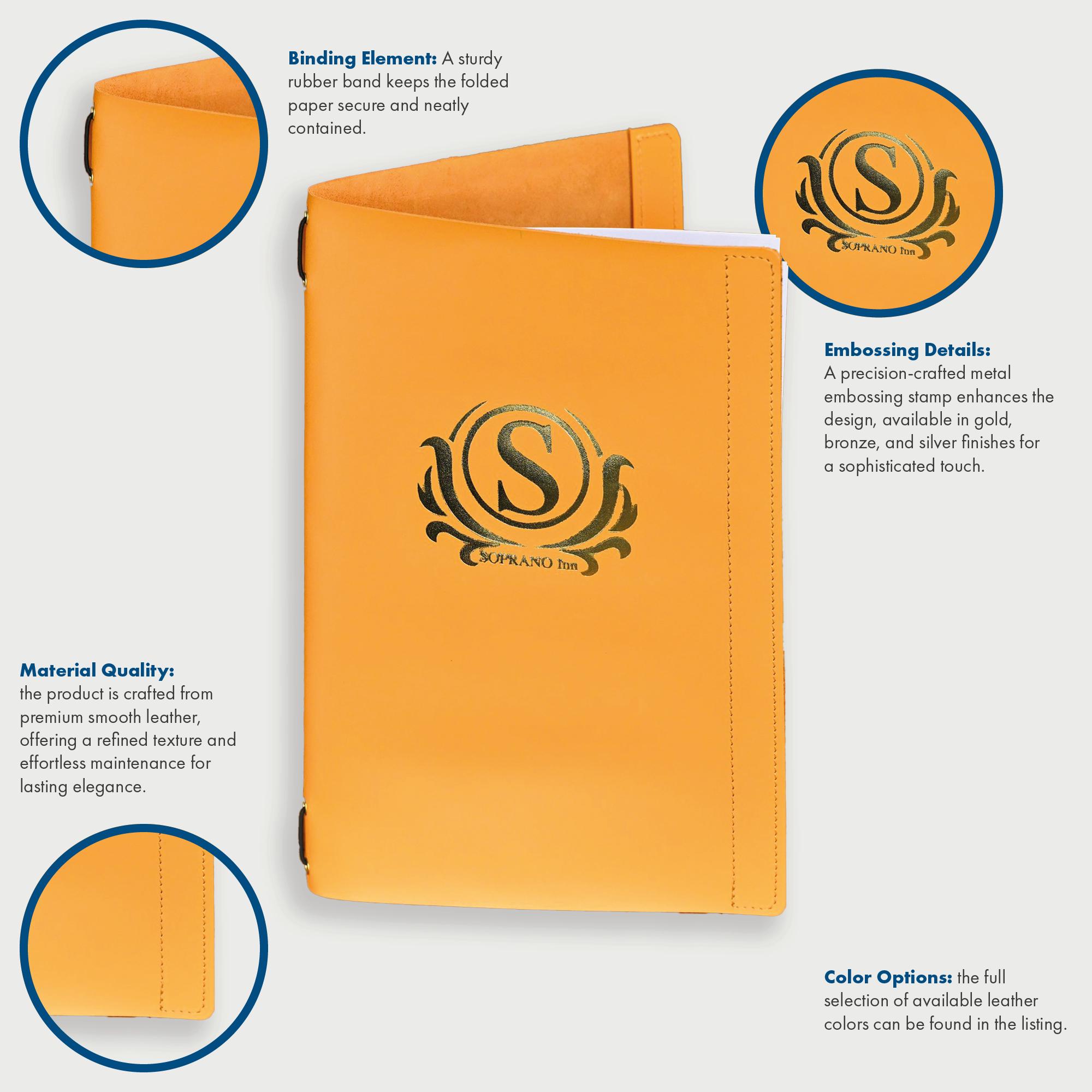 Leather Drink Menu Cover With Rubber Elastic Band – Custom Restaurant ...