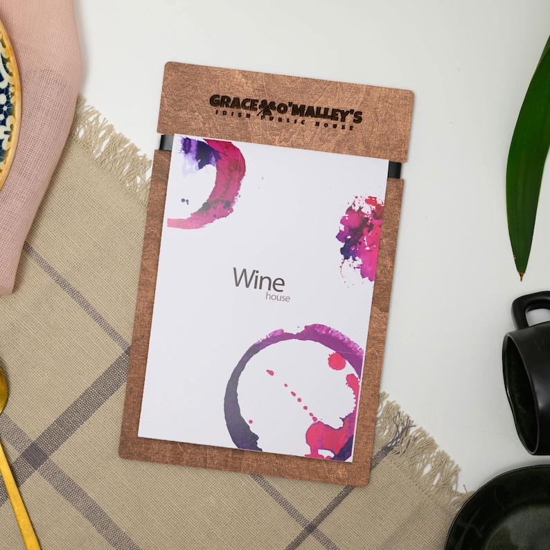 Engraved Wooden Menu Board With Flip Sheet, Drink Menu Holder - Etsy