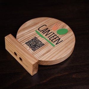 Wooden QR Code Menu Sign With Logo Printing, Custom QR Menu Display ...