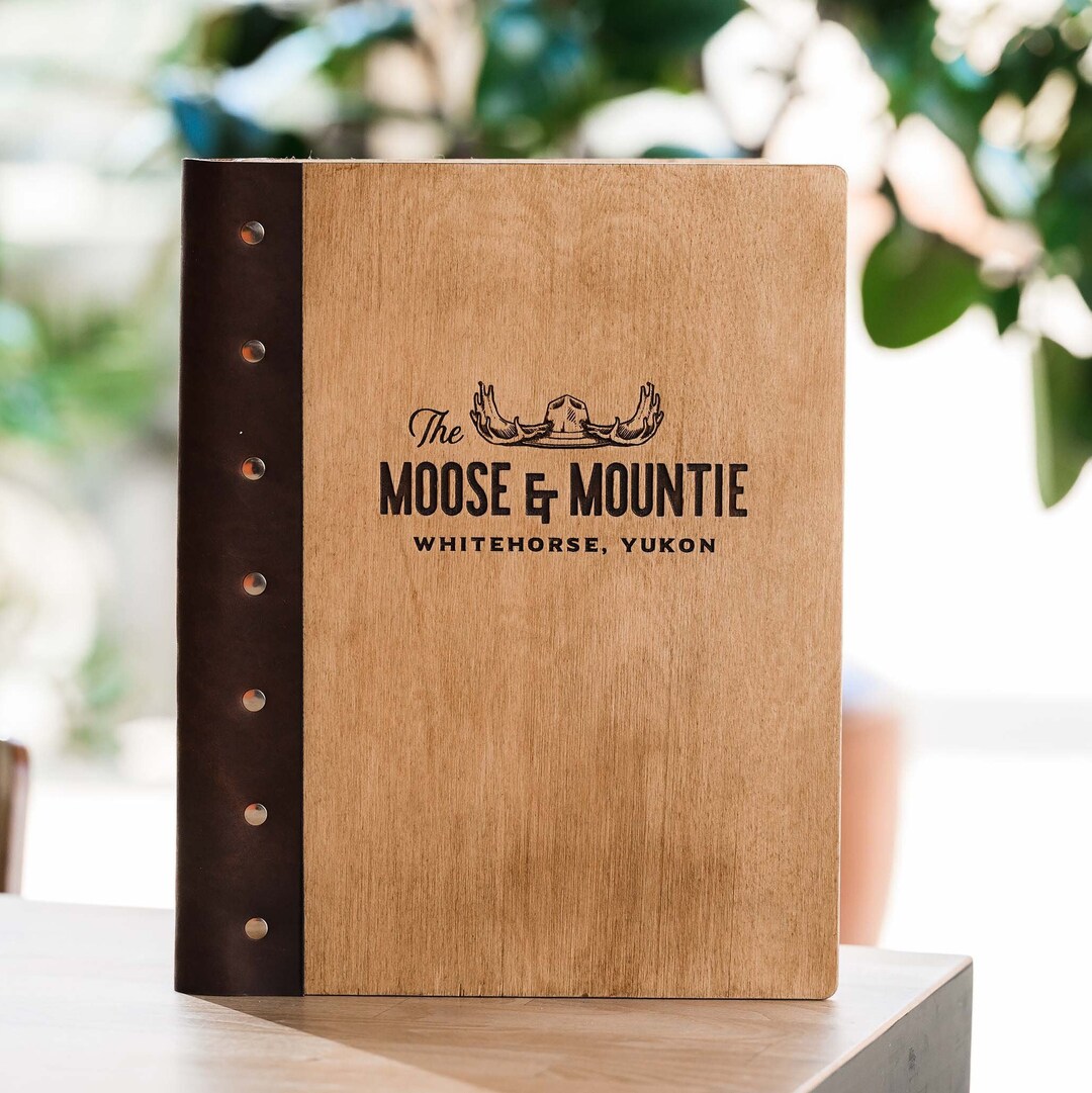 Wooden Menu Folder Fastened on Leather, Personalized Menu Holder ...