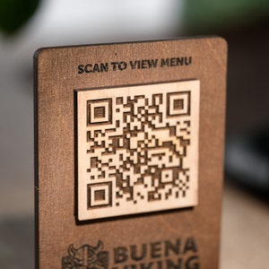 QR Code Sign, Payment Sign, Wooden QR Code Stand, Personalized QR Code Menu, Scannable Sign ...