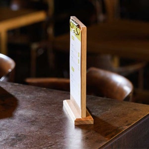 Table Stand Menu Holder With Binder for A5/A4 Sheets, Wooden Table Sign ...