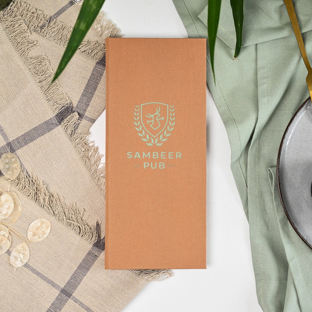 Fabric Wine List Folder: Drink Menu Holder With Logo - Etsy