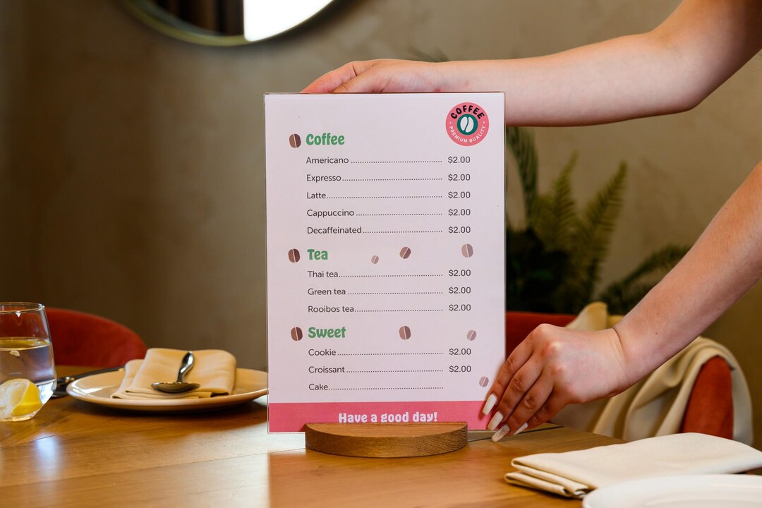 Acrylic A4 / A5 Tablet Sign — Clear Menu Display With Round Oil Holder ...