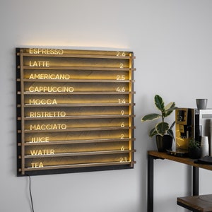 Illuminated Wall Menu Board, Hanging Menu Board With LED Strips Inside ...