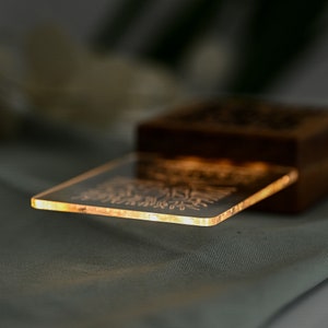 Illuminated Acrylic QR Code Plate, Restaurant QR Code on Oaken Stand ...