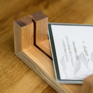 Acrylic Menu Holder With Wooden Stand – Clear Tabletop Sign Display for ...