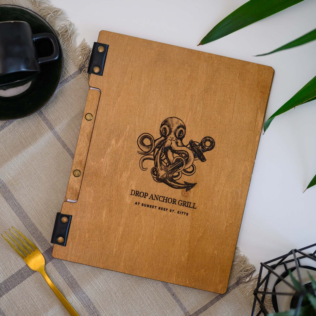 Wooden Menu Folder for Changeable Sheets, Custom Restaurant Menu Holder ...