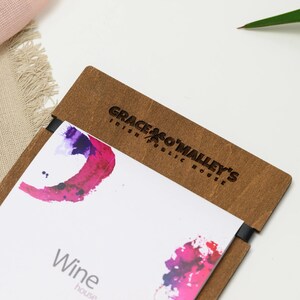 Wooden Menu Board for Flip Sheet, Engraved Menu Holder, Restaurant Menu ...