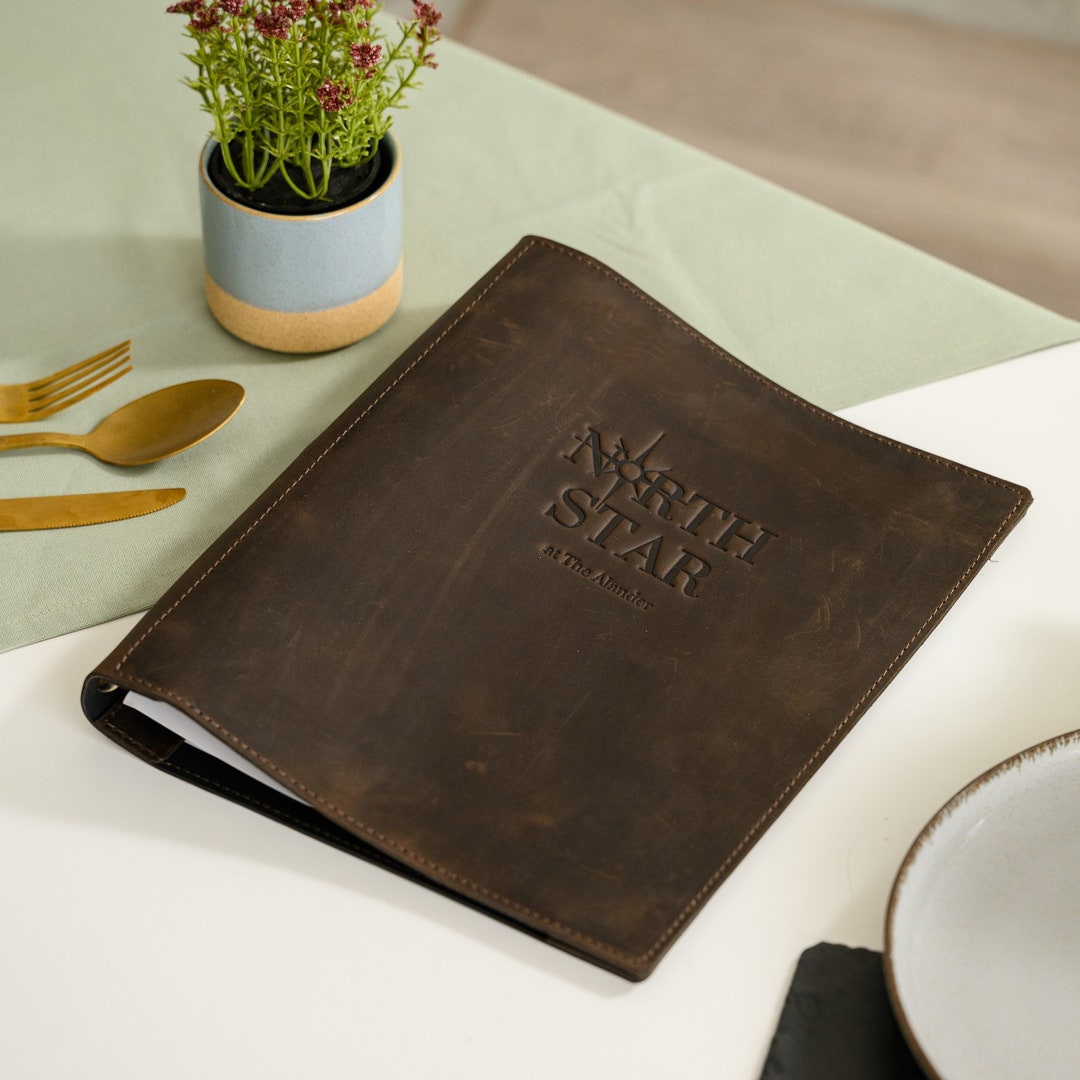 Leather Menu Holder With Binder Leather Clipboard Handcrafted Menu With ...