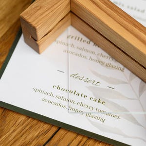 Acrylic Menu Holder With Wooden Stand – Clear Tabletop Sign Display for ...