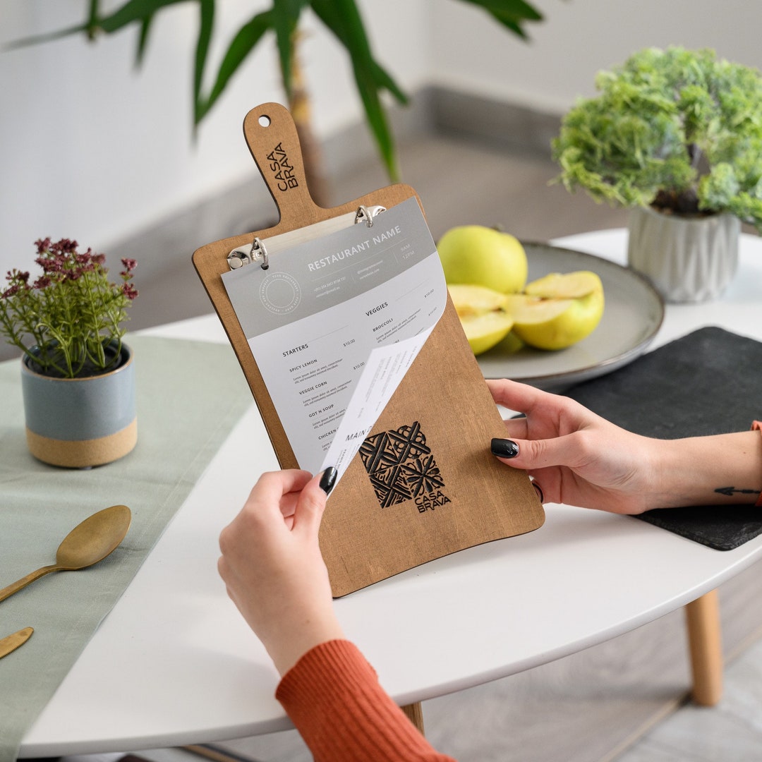 Menu Board With Ring Binder, Logo Engraved Menu Holder, Drink Menu ...