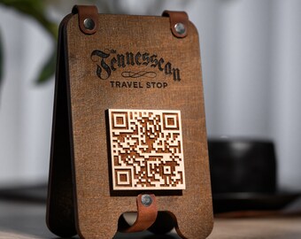 QR Code Menu Sign, Restaurant Menu, Wooden Table Menu, Scan for Menu ...