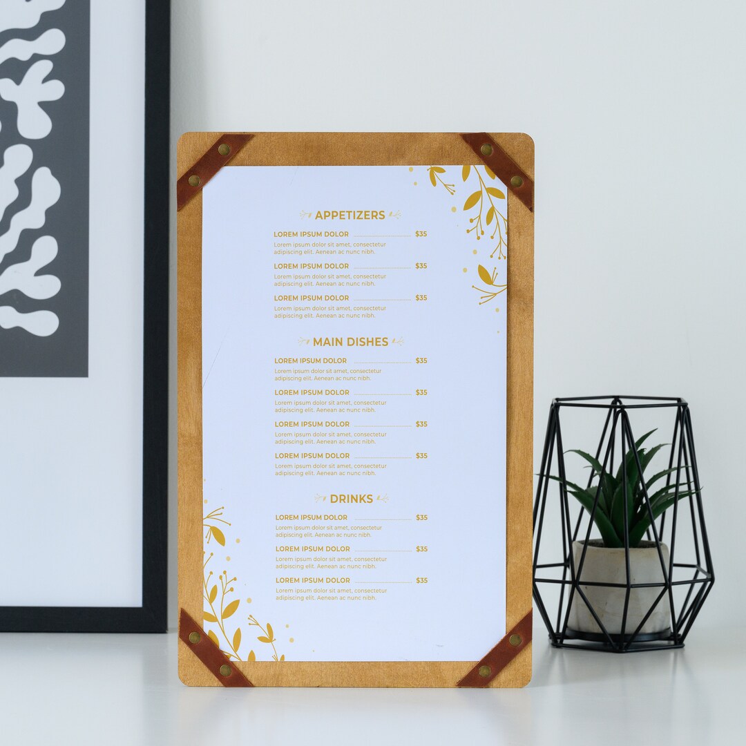 Wooden Menu Board With Corner Mountings, Menu Holder With Logo ...