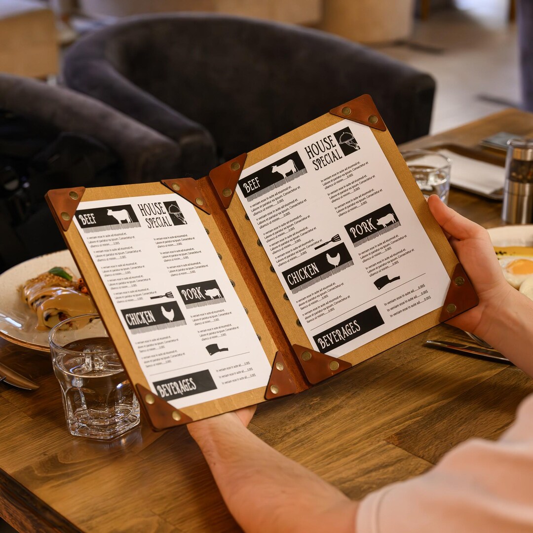 Engraved Wooden Menu Board With Corner Mountings for Restaurant Menu ...