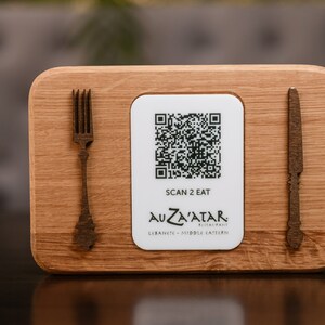 QR Code Menu Sign, Wooden Table Menu, Restaurant Table Menu, Restauran ...
