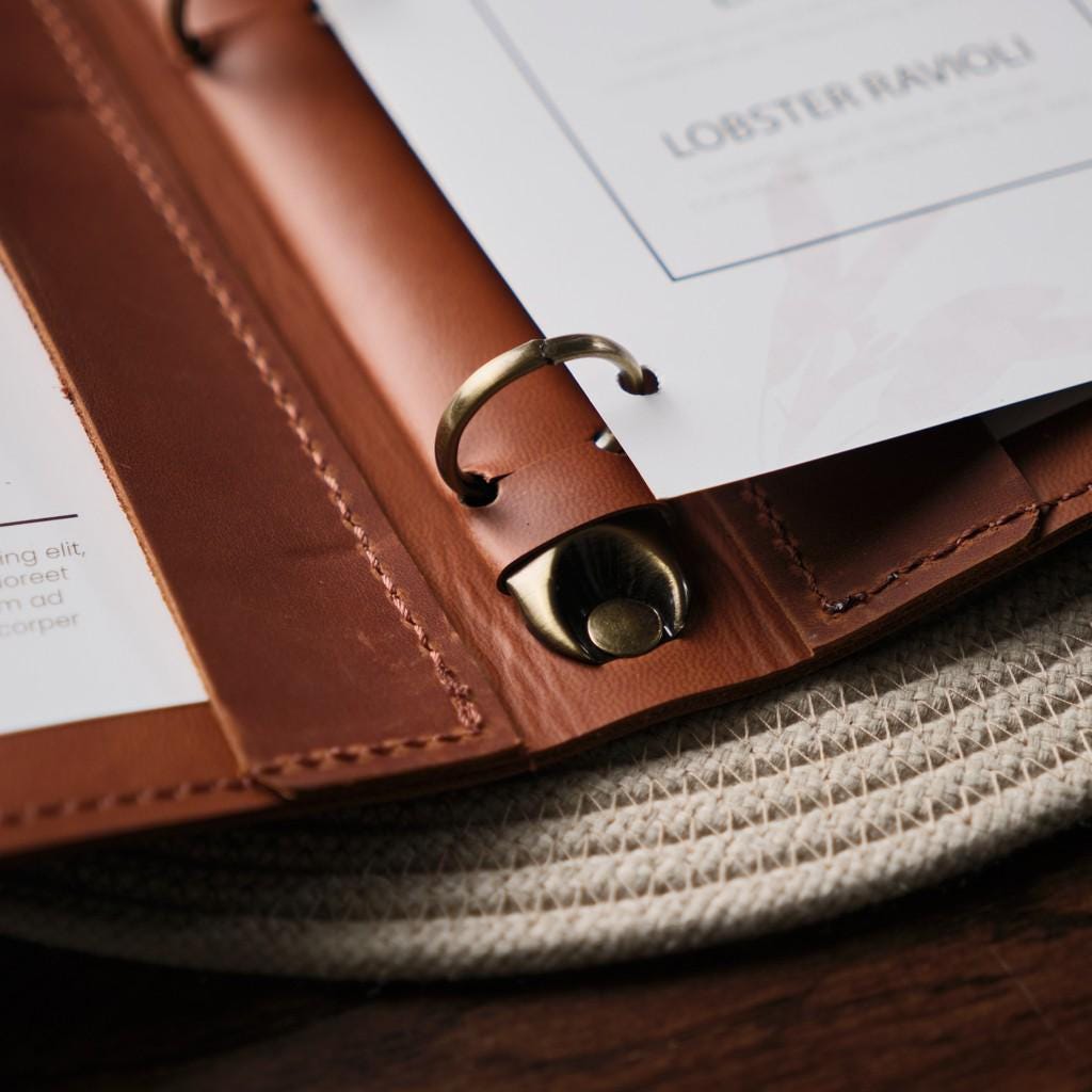 Leather Menu Holder With Ring Binder, Custom Menu Cover - Etsy