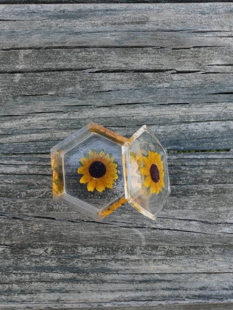 Resin Sunflower Trinket Jewelry Box Clear Box With Sunflowers | Etsy