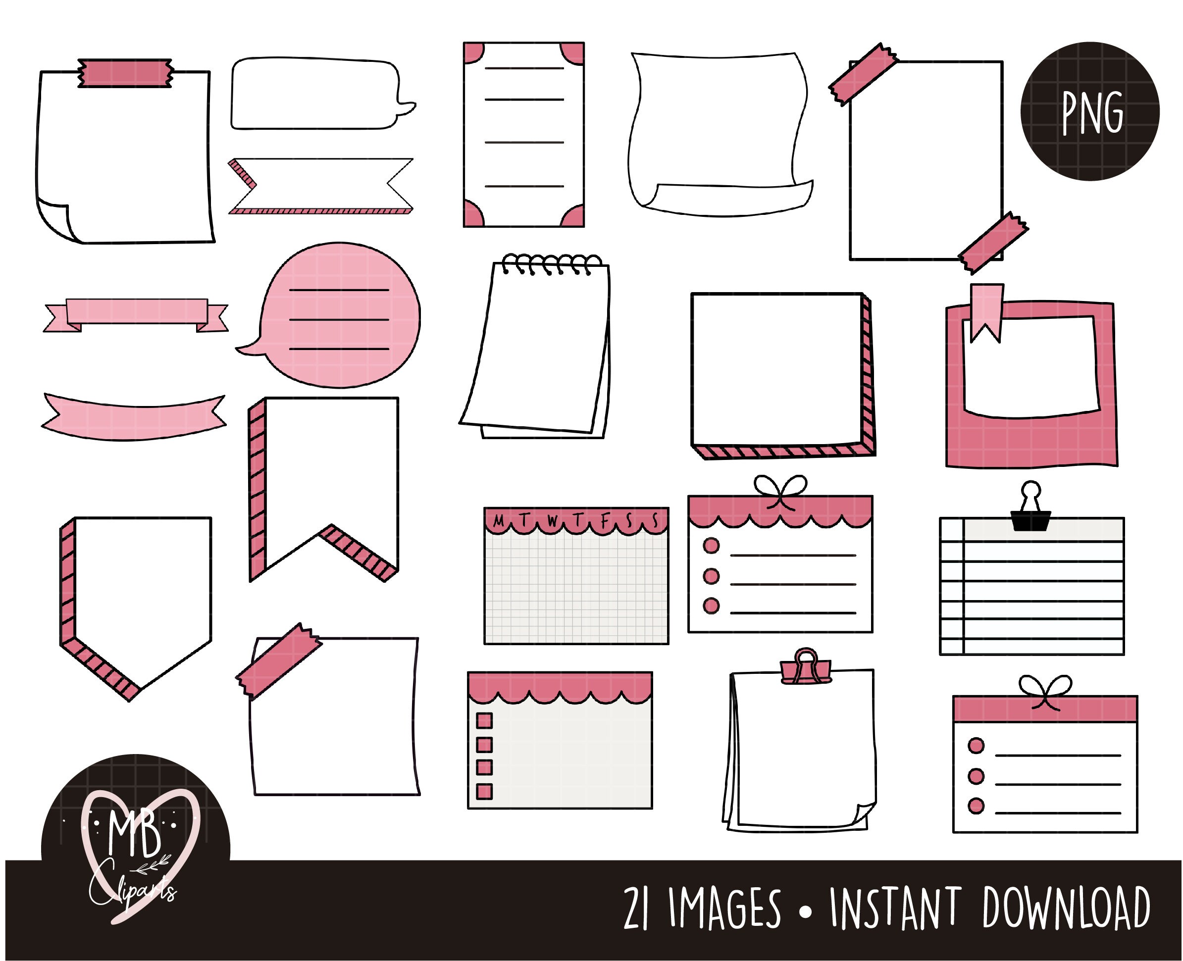 COD31-Doodle Christmas Washi Sticky Note cliparts/ Notes clipart ...