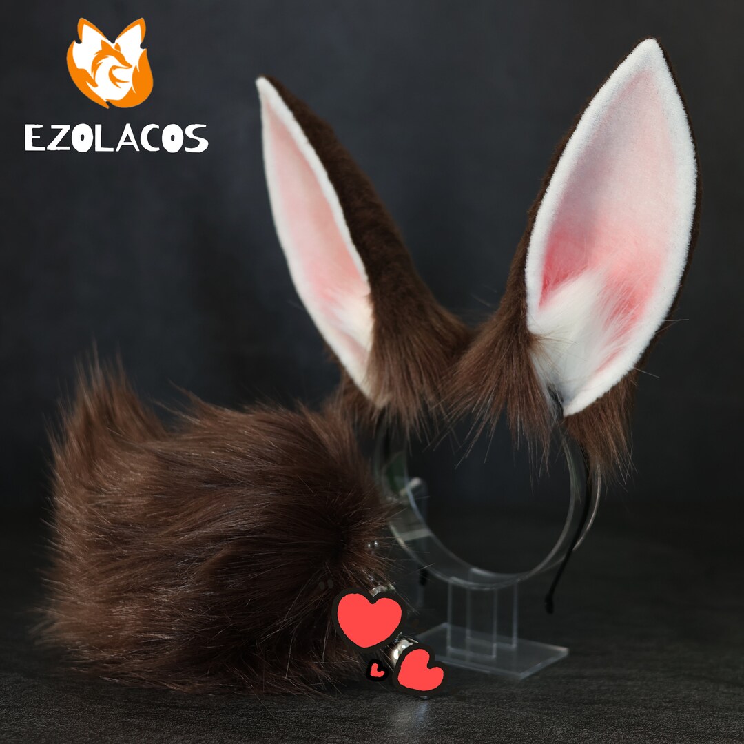 Handmade Faux Fur Bunny Ears,tail,rabbit Ears Headbannd,halloween ...