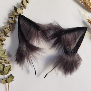 2.4 Black Grey Wolf Ears | Etsy