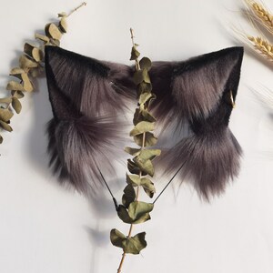 2.4 Black Grey Wolf Ears | Etsy