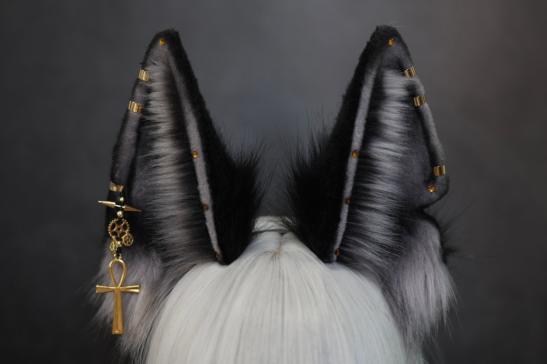Handmade Realistic Anubis Wolf Ear and Tail,beast Ear,faux Fur Animal ...