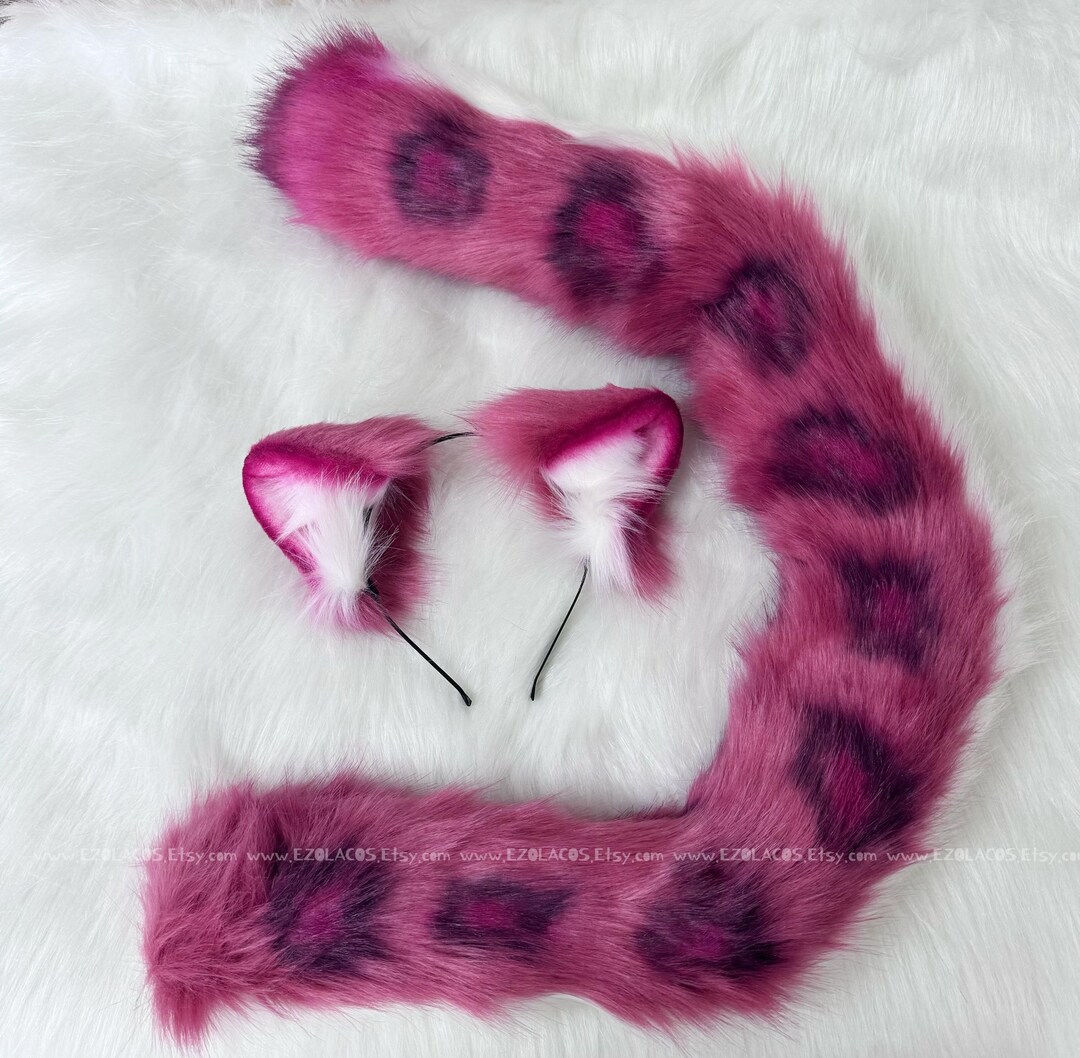 Handmade Luxury Pink Leopard Ear and Tail Cosplay,tiger Ear Tail,plush ...