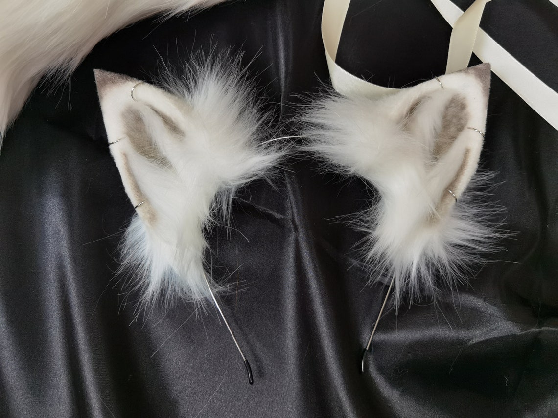 Luxury White Wolf Tail and Ears-white Fox Tail and Ears-faux - Etsy