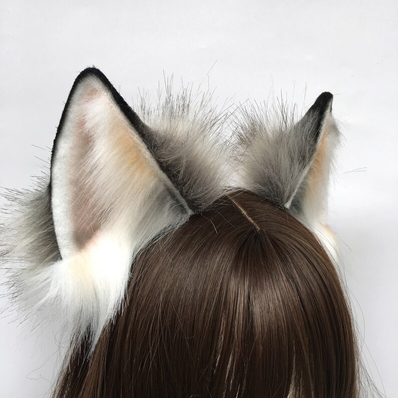 Realistic Multicolor Wolf Ears Headbandblack Werewolf | Etsy