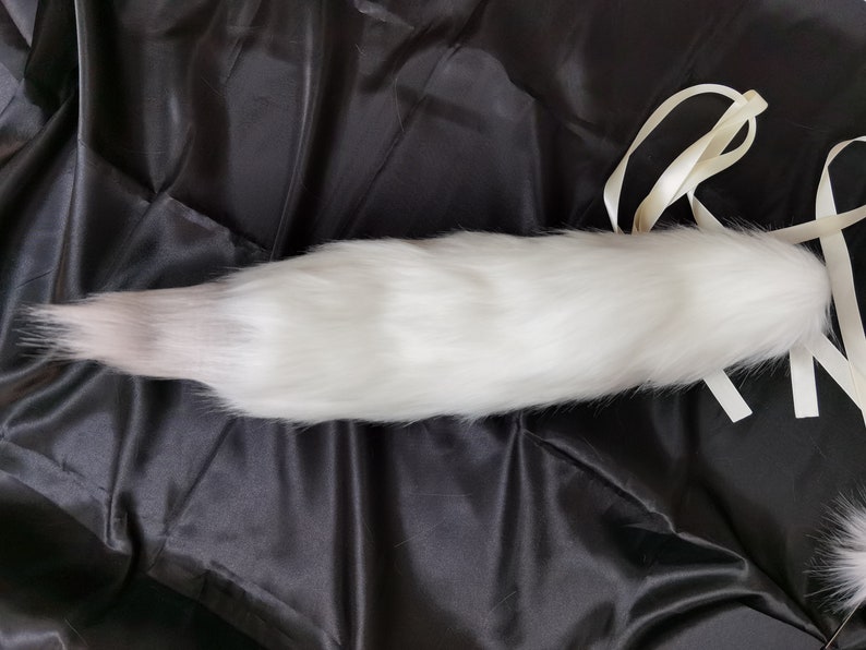 Luxury White Wolf Tail and Ears-white Fox Tail and Ears-faux - Etsy