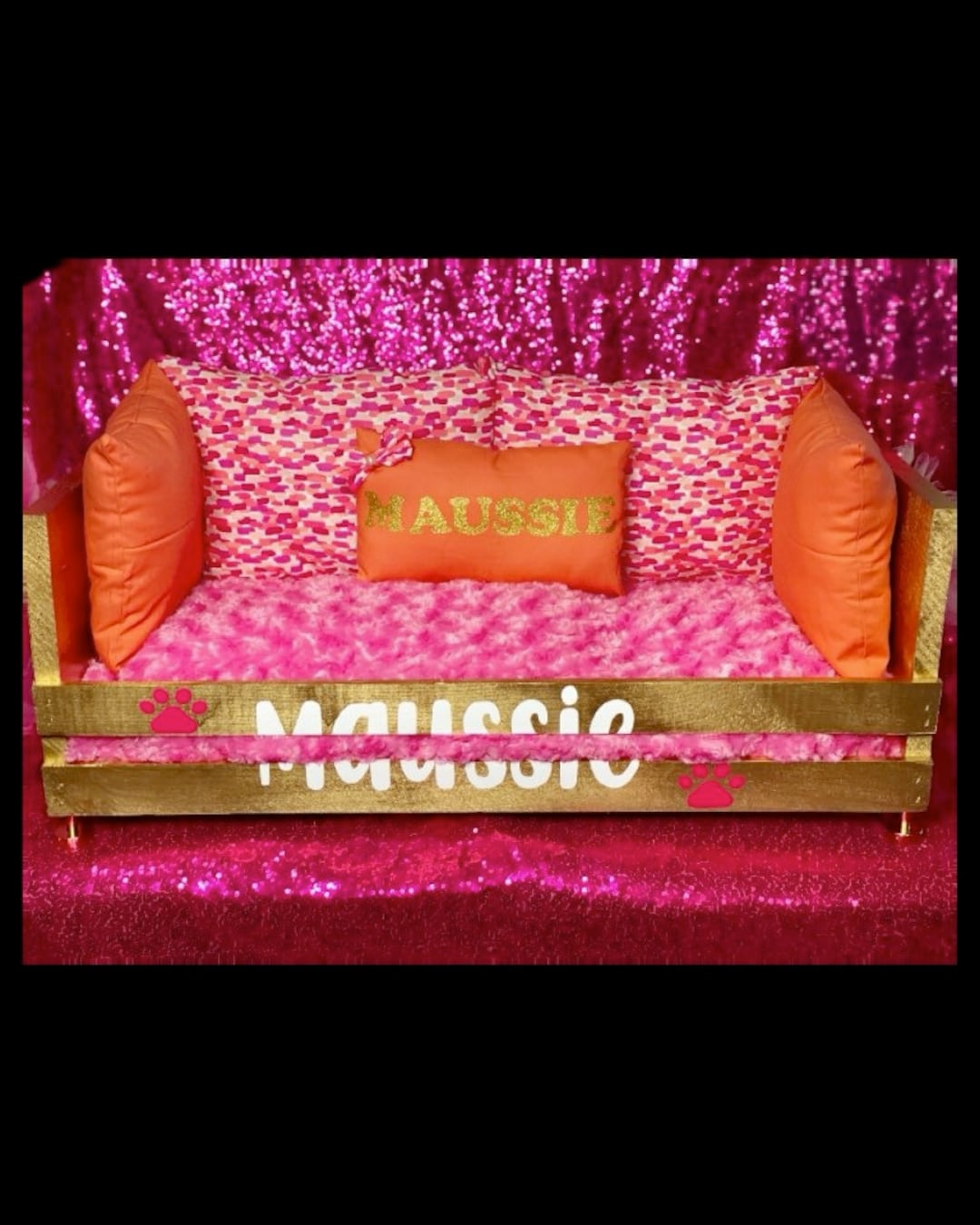 Custom Golden Pet Throne Bed: Luxury Puppy/cat Cradle With Pillows - Etsy