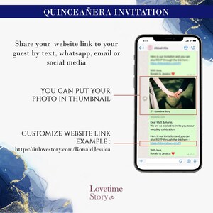 Royal Blue Quinceanera Invitation: Mobile Website With RSVP (digital ...