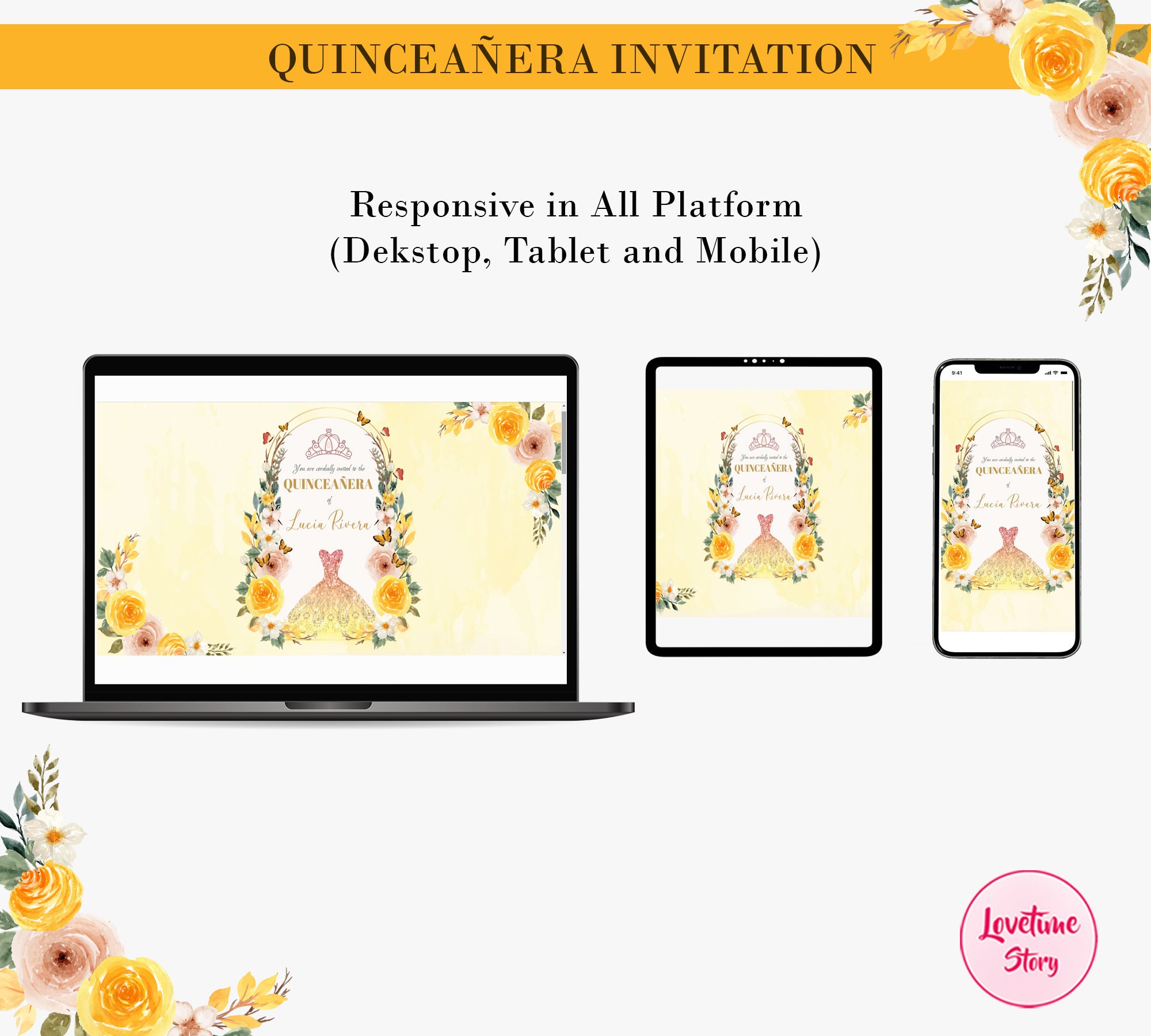 Quinceanera Invitation With RSVP Online, Mis Quince Invites, 15th ...