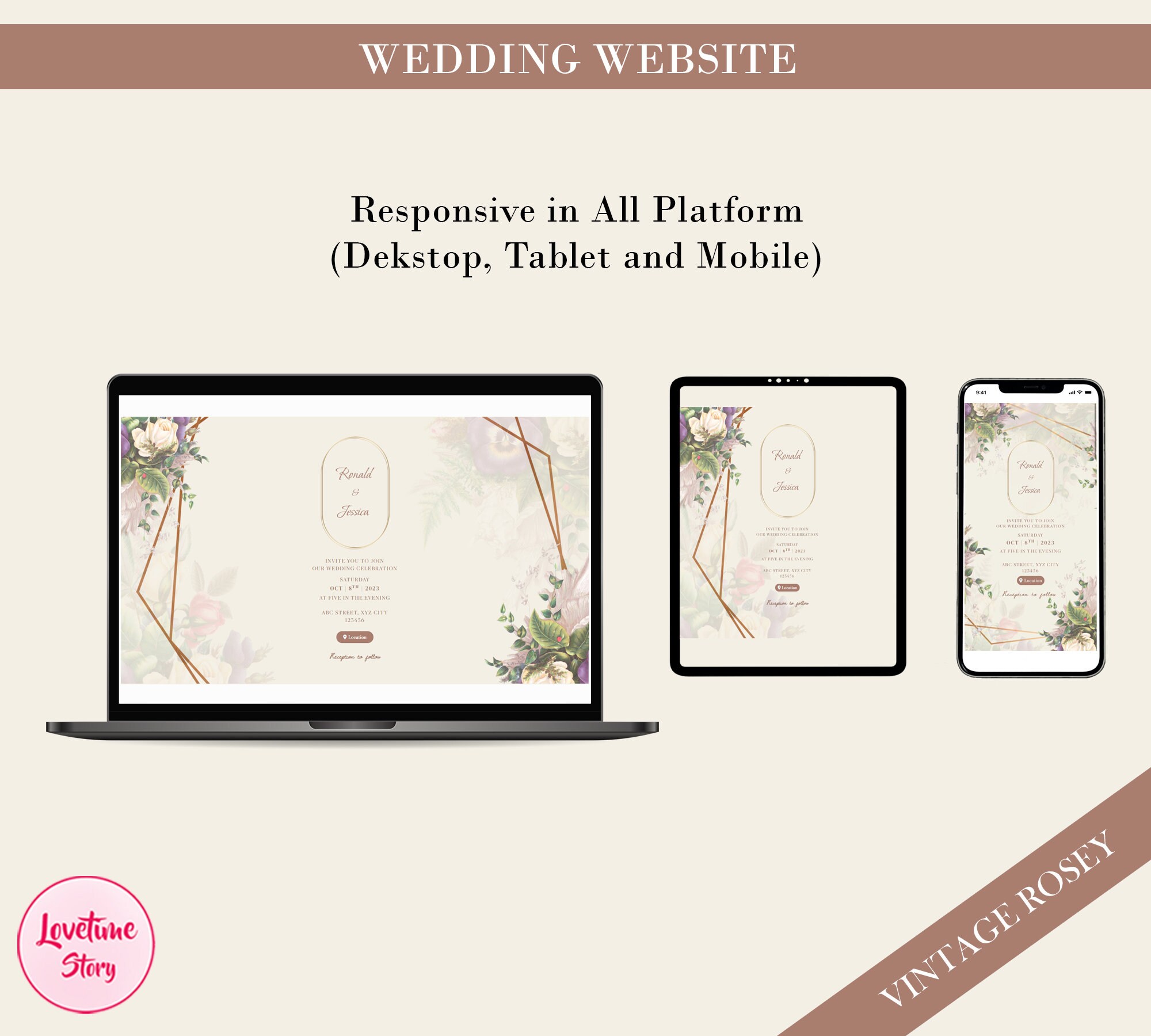 Digital Wedding Invitation & RSVP Special Set, Mini Wedding Website ...