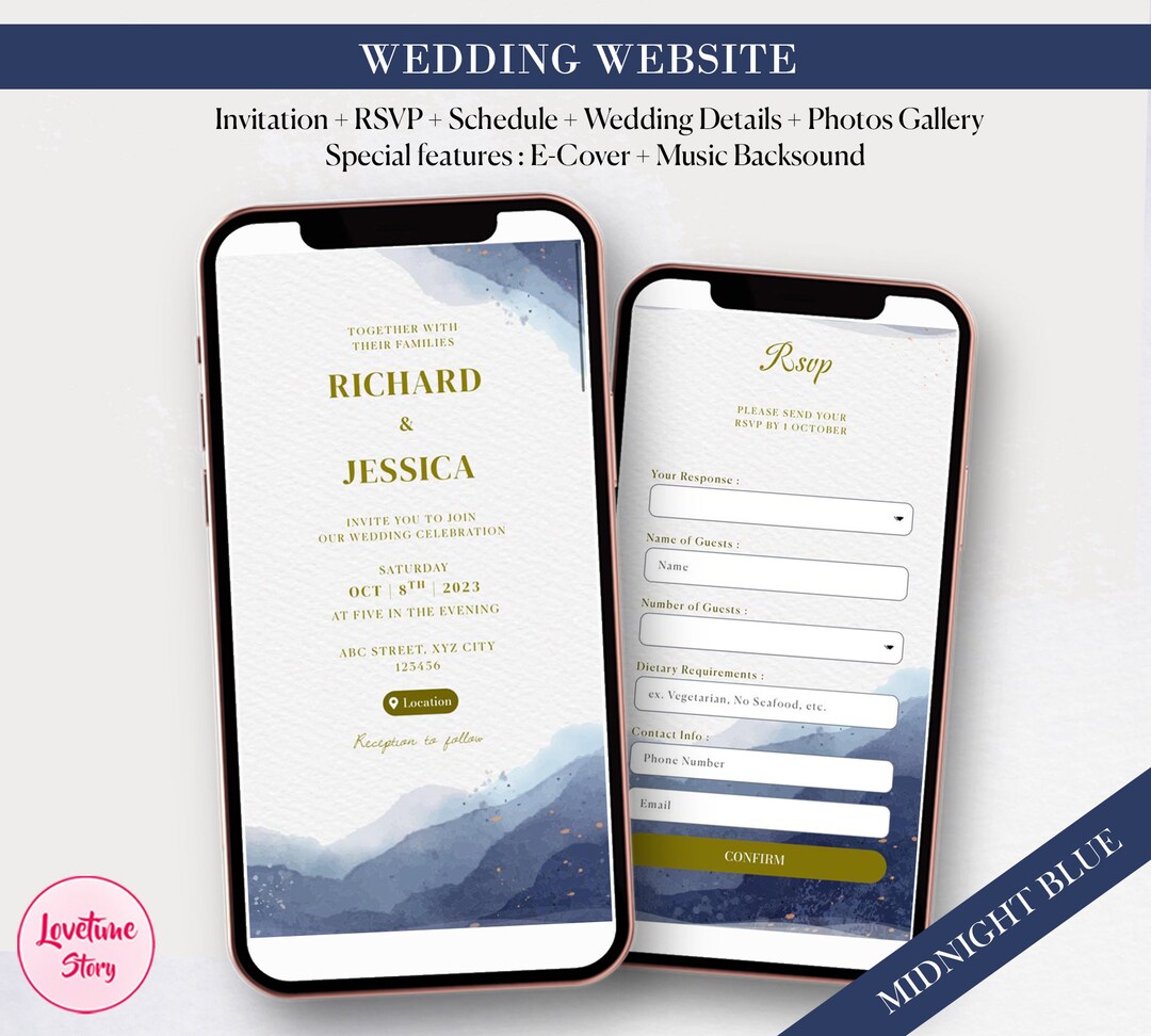 Digital Wedding Invitation & RSVP - Mini Wedding Website - Nature Theme ...