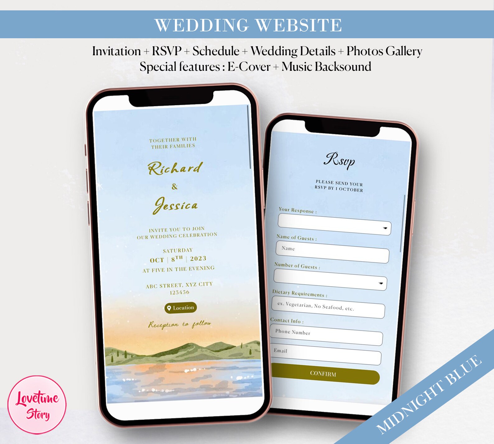 Digital Wedding Invitation & RSVP - Mini Wedding Website - Nature Ocean ...