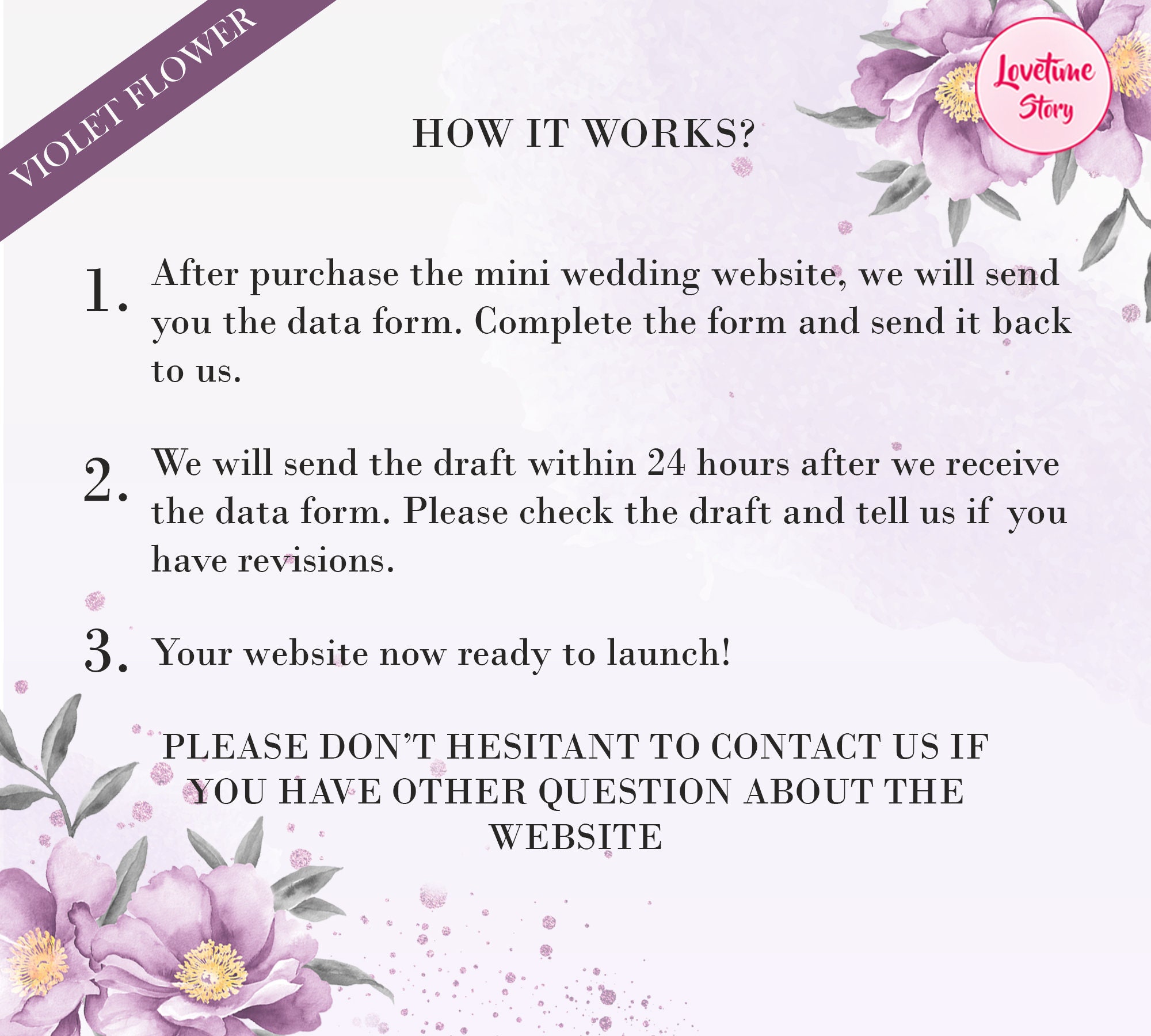 Digital Wedding Invitation & RSVP - Mini Wedding Website - Violet ...