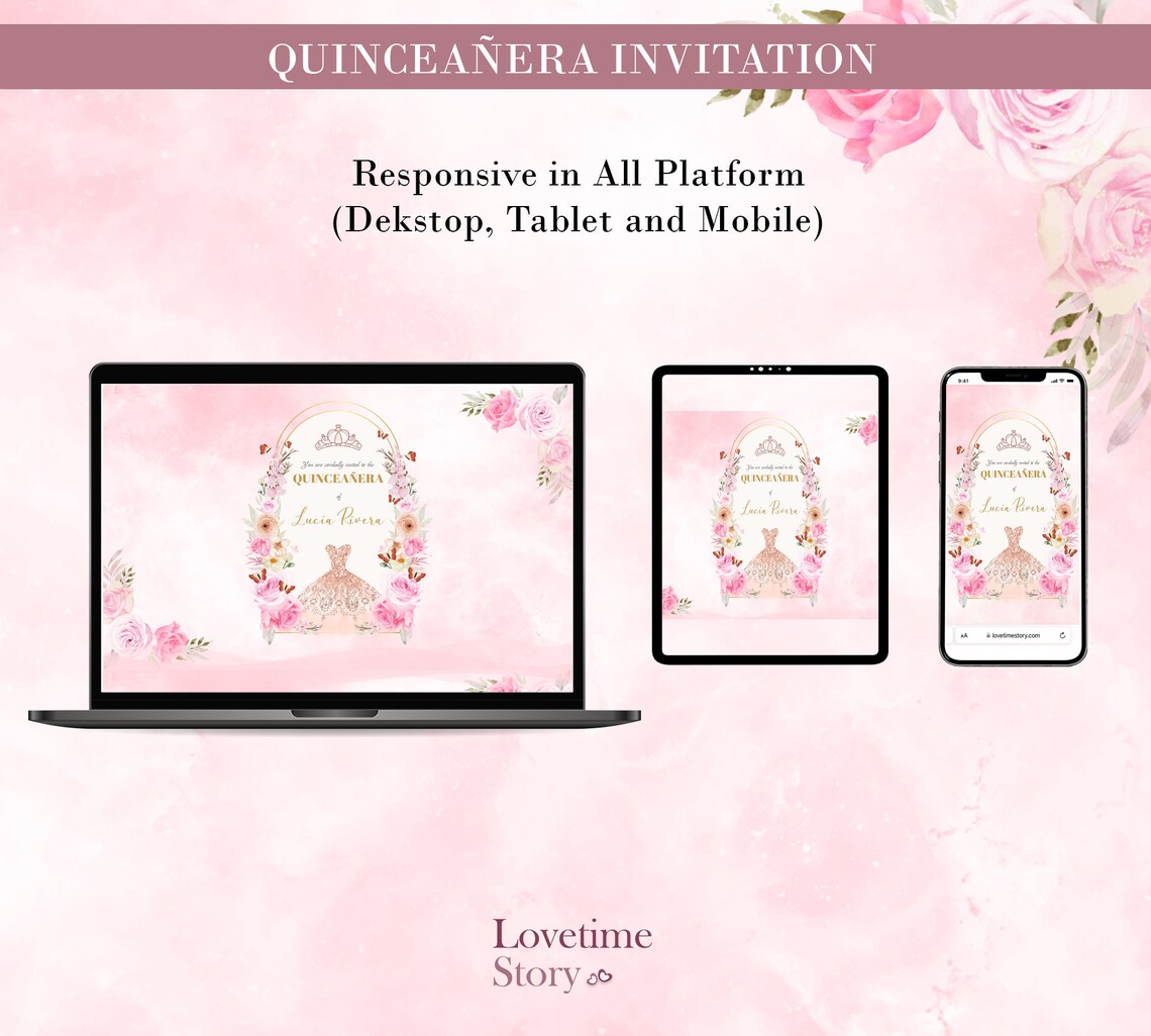 Quinceanera Invitation With RSVP Online, Mis Quince Invites, 15th ...