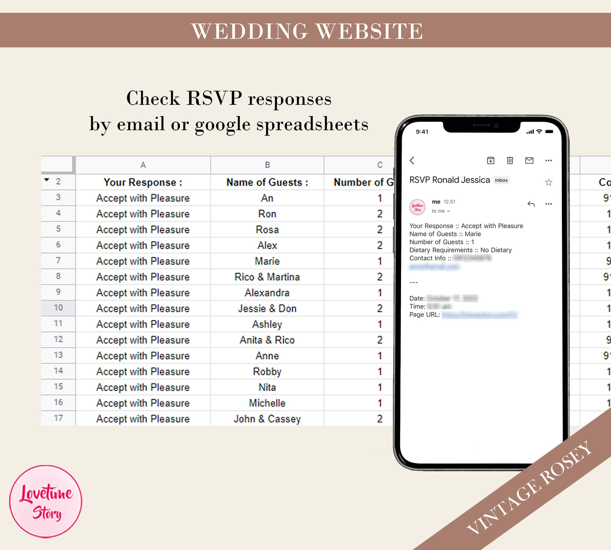 Digital Wedding Invitation & RSVP Special Set, Mini Wedding Website ...
