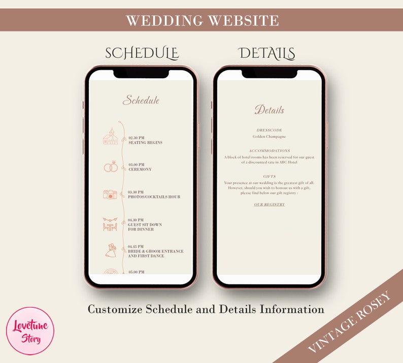 Digital Wedding Invitation & RSVP Special Set, Mini Wedding Website ...