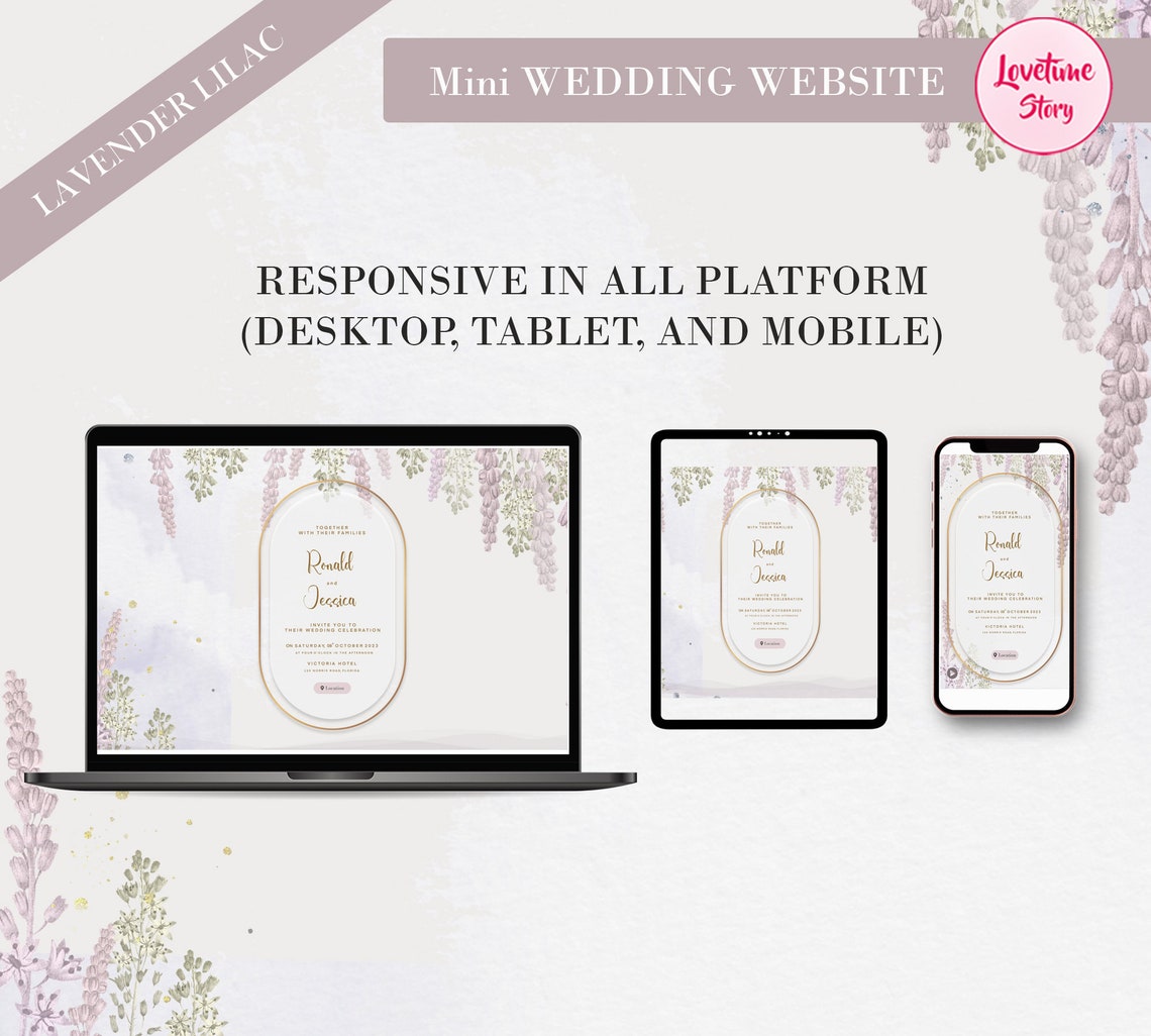 Digital Wedding Website Invitation Online Digital & RSVP Personalized ...