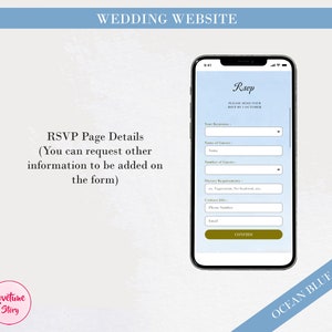 Digital Wedding Invitation & RSVP - Mini Wedding Website - Nature Ocean ...