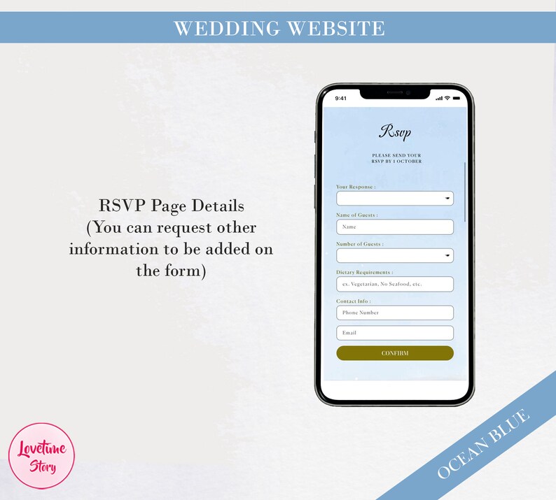 Digital Wedding Invitation & RSVP Mini Wedding Website Nature Ocean ...