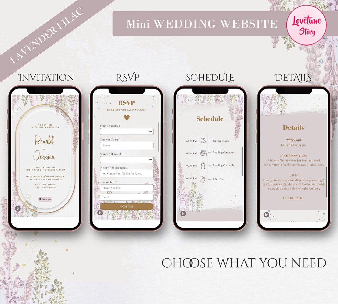 Digital Wedding Website Invitation Online Digital & RSVP Personalized ...