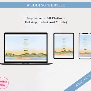 Digital Wedding Invitation & RSVP - Mini Wedding Website - Nature Ocean ...
