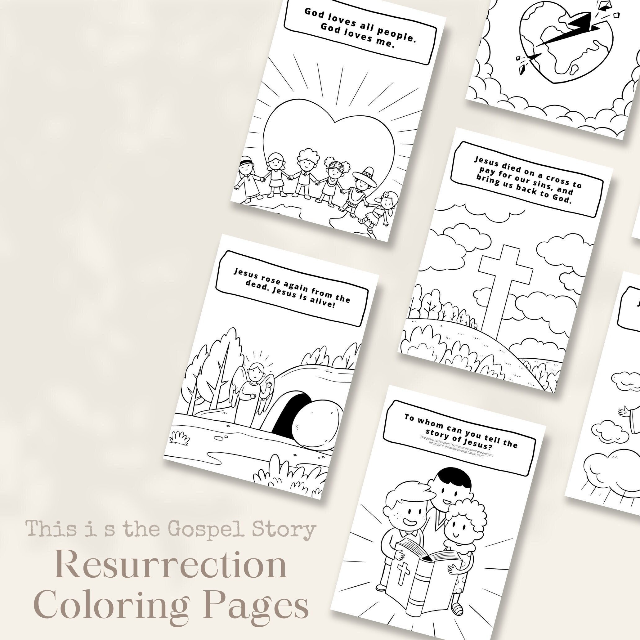 This is the Gospel Story COLORING PAGES resurrection Holy - Etsy