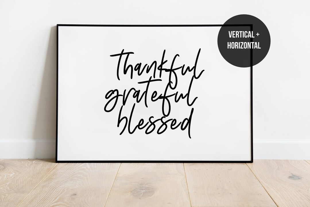 Thankful Grateful Blessed, Fall Decor, Fall Quote Sign, Typography ...